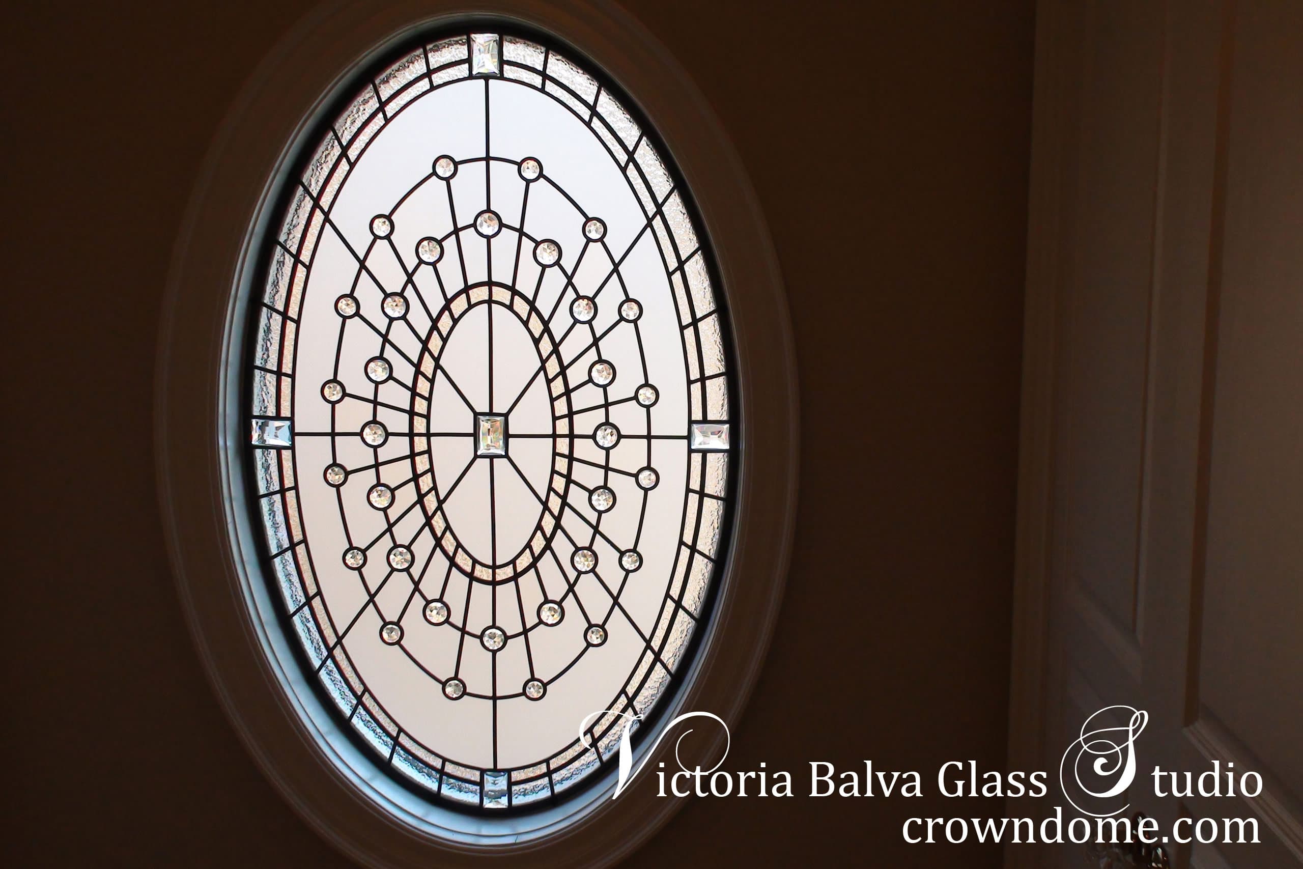 Monochromatic leaded glass oval window Pia's Secret | Victoria Balva