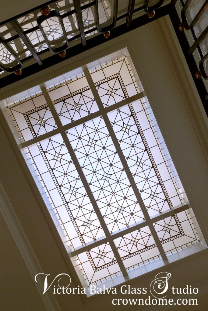 Custom designed leaded glass skylight lens Reaching for the Stars